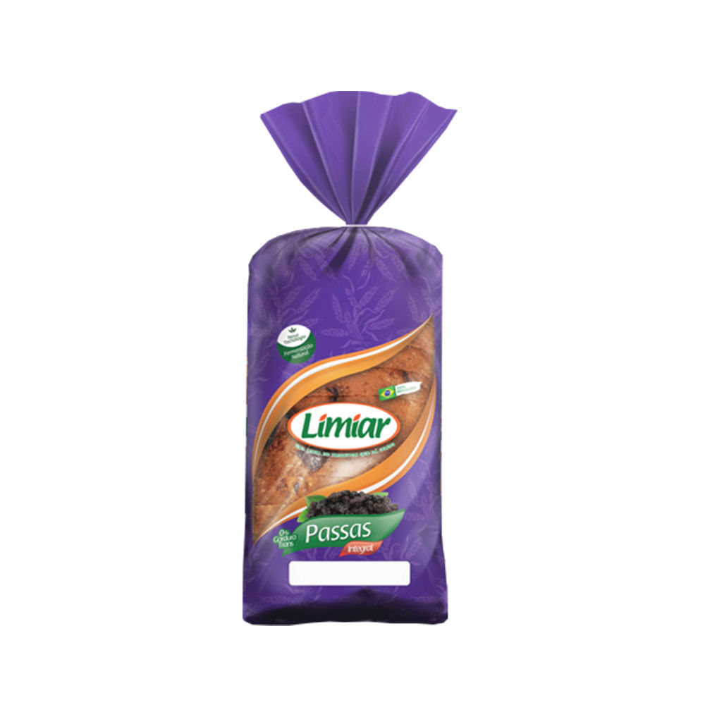 Pão Forma Integral Limiar Passas 400g