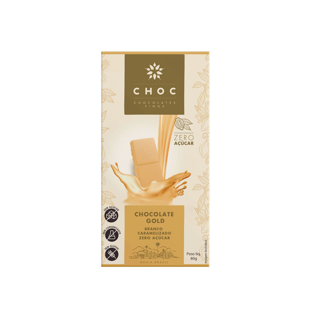 Chocolate Choc Finos Gold Branco Caramelizado Zero Açúcar 80g