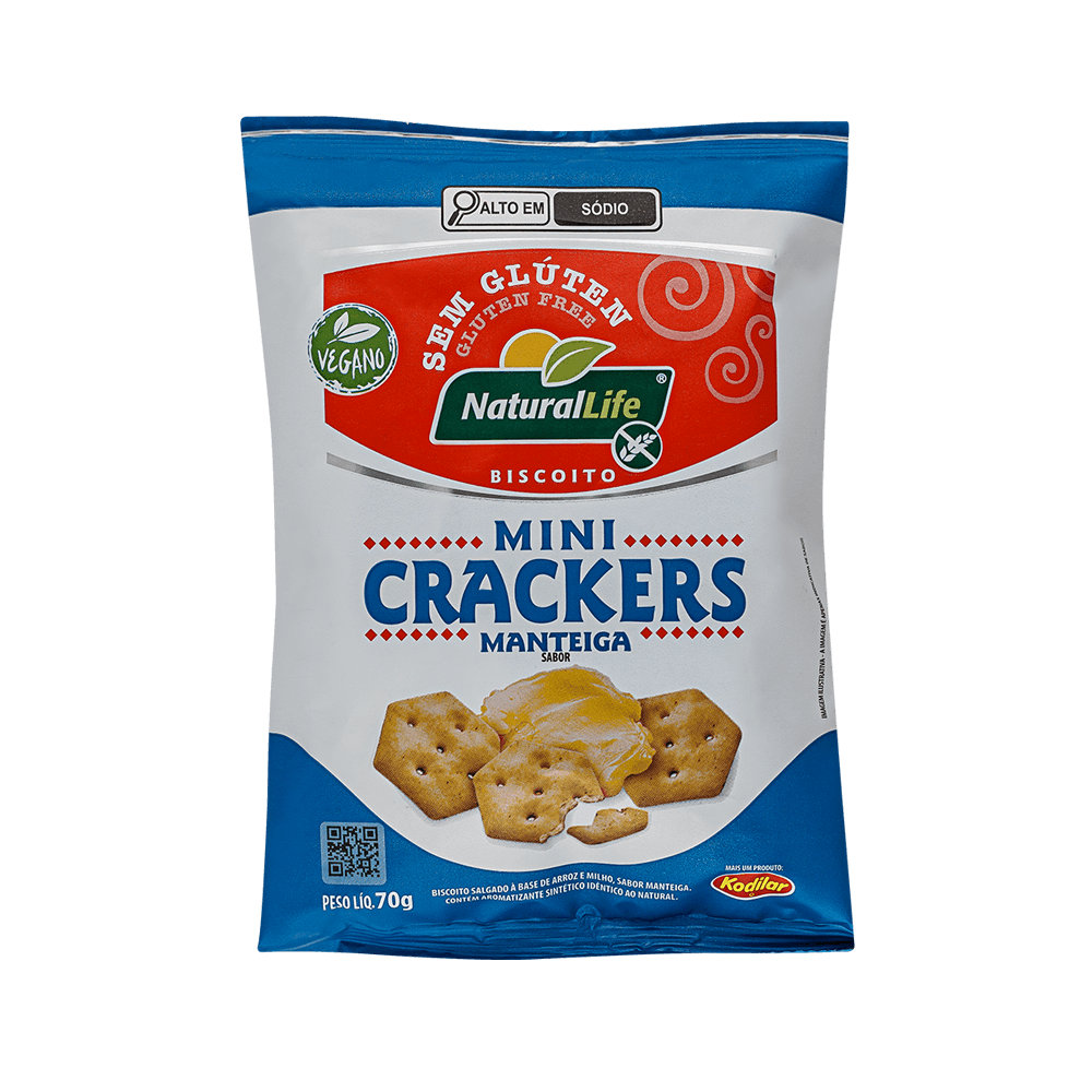 Biscoito Naturallife Mini Cracker Sem Glúten Vegano Manteiga 70g