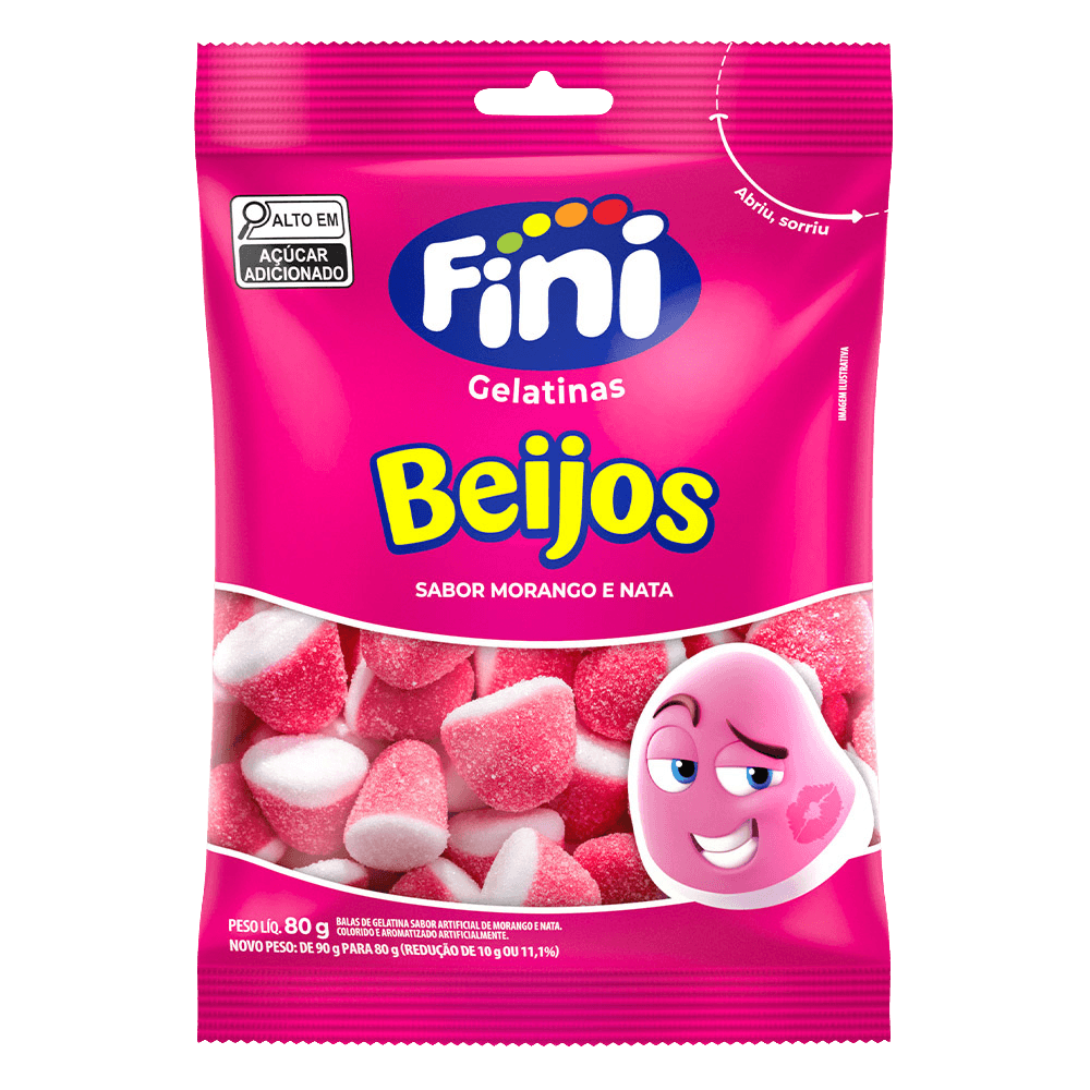 Goma Fini Beijos Morango E Nata 80g