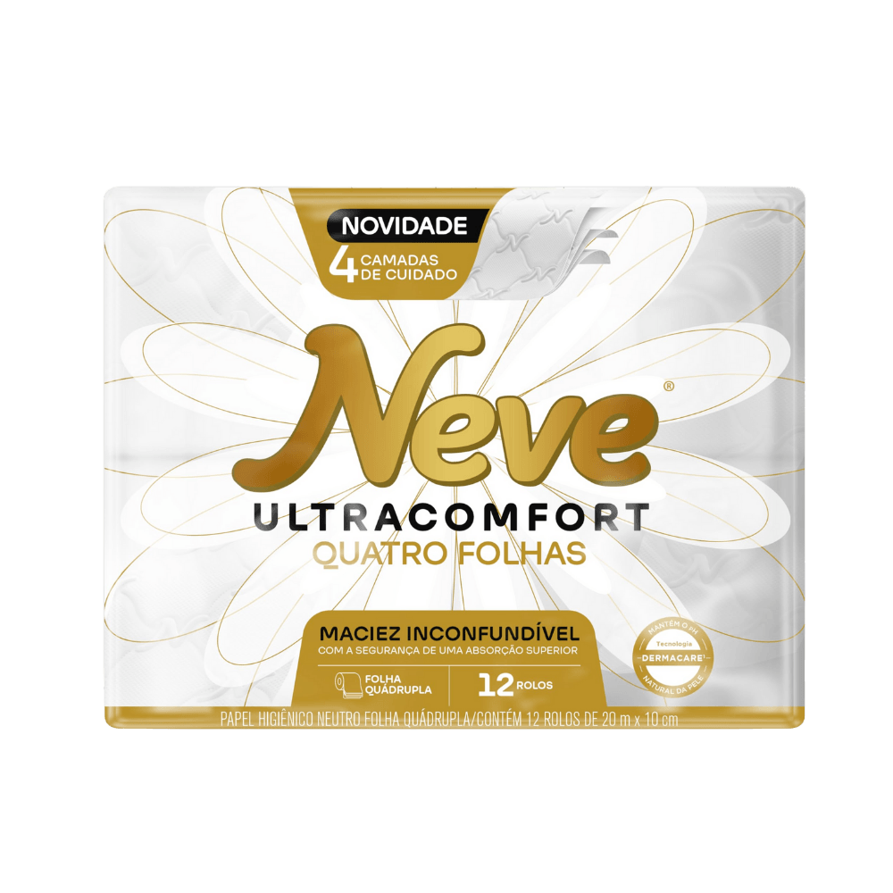Papel Higiênico Neve Ultracomfort Folha Quadrupla C12 20 Metros